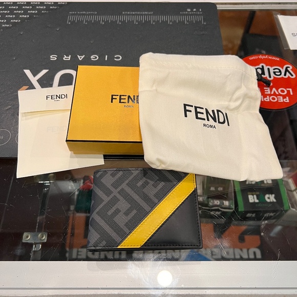 Fendi | Bags | Fendi Diagonal Us Dollar Wallet Gray Fabric Bifold ...